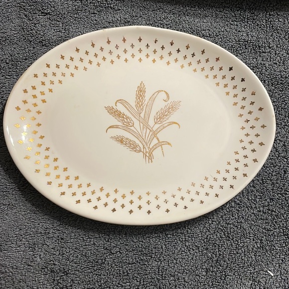 Dining | Antique Wheat And Gold Fleur De Lis Serving Platter | Poshmark